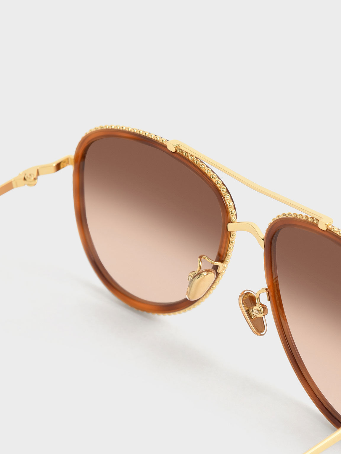 Tortoiseshell Recycled Acetate Gradient Tint Aviator Sunglasses