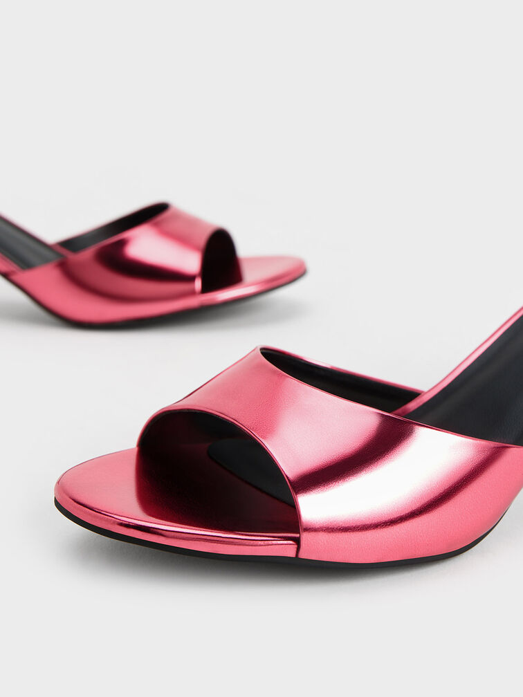 Fuchsia Metallic Slant Heel Mules Charles And Keith Mx