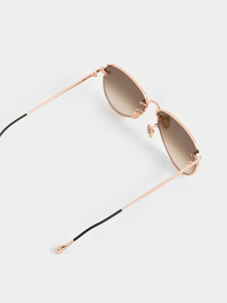Rose Gold Tinted Aviator Sunglasses - CHARLES & KEITH CO