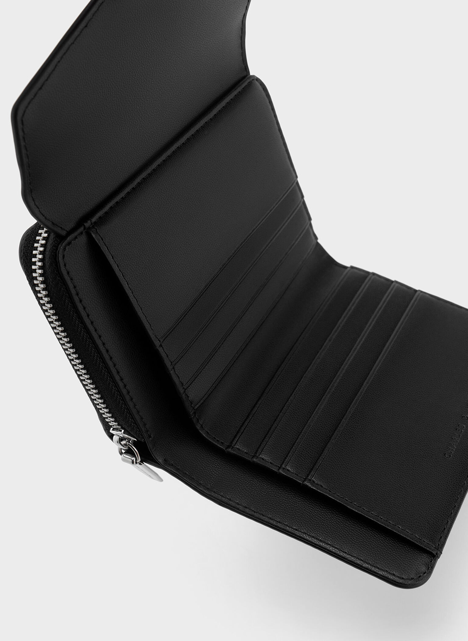 Noir Austen Metallic-Accent Wallet - CHARLES & KEITH CL