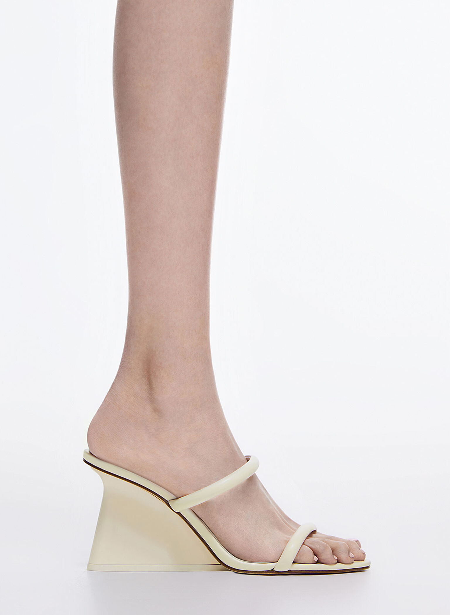 Chalk Double Strap Wedge Mules Charles And Keith Mx
