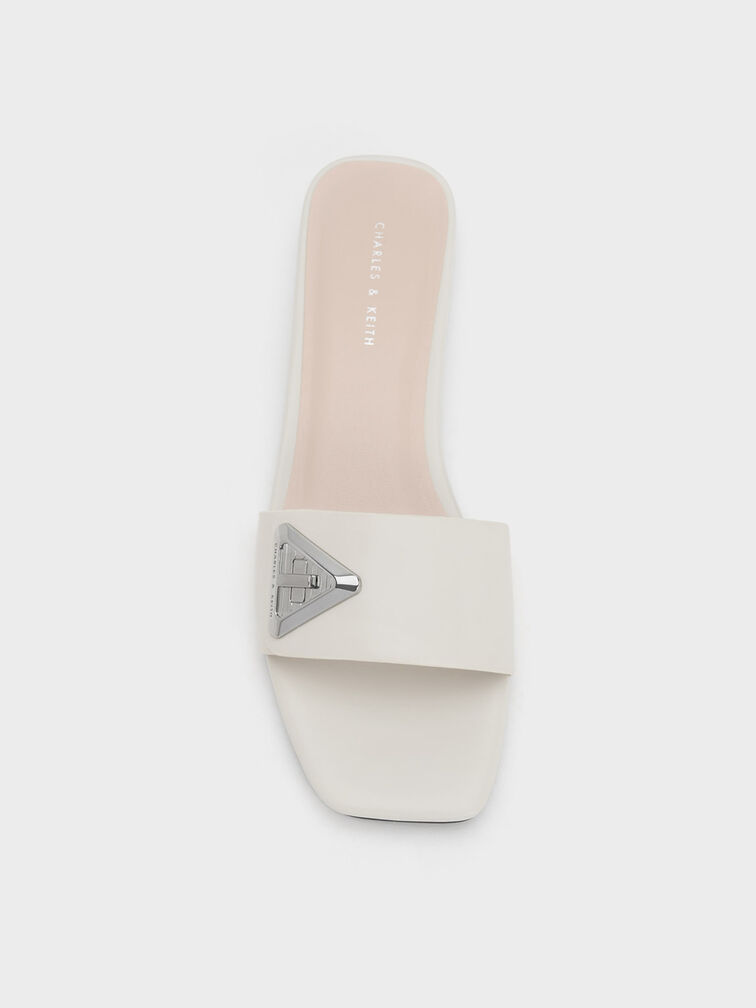 Chalk Trice Metallic Accent Slide Sandals Charles And Keith Tw
