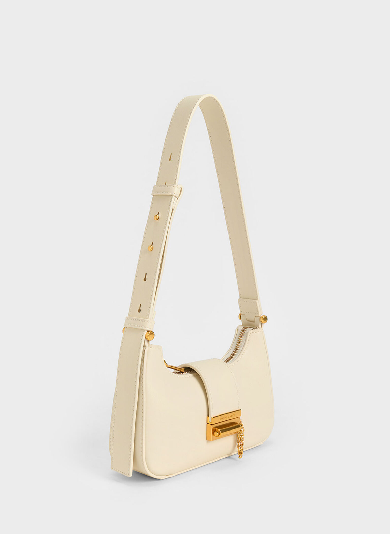 Chalk Metallic Accent Belted Bag Charles And Keith Mo