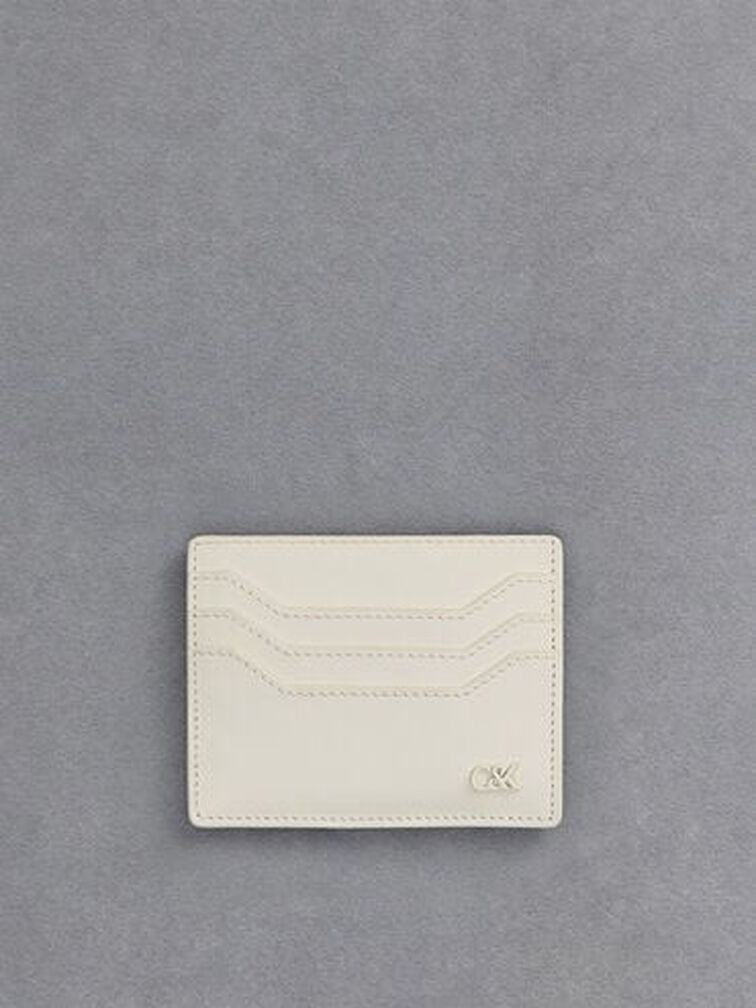 White Leather Multi-Slot Card Holder - CHARLES & KEITH BR