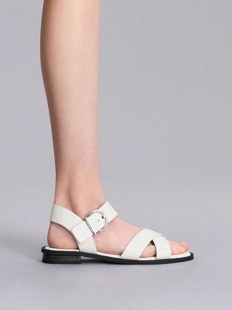 White Crossover Strap Sandals Charles And Keith Sg