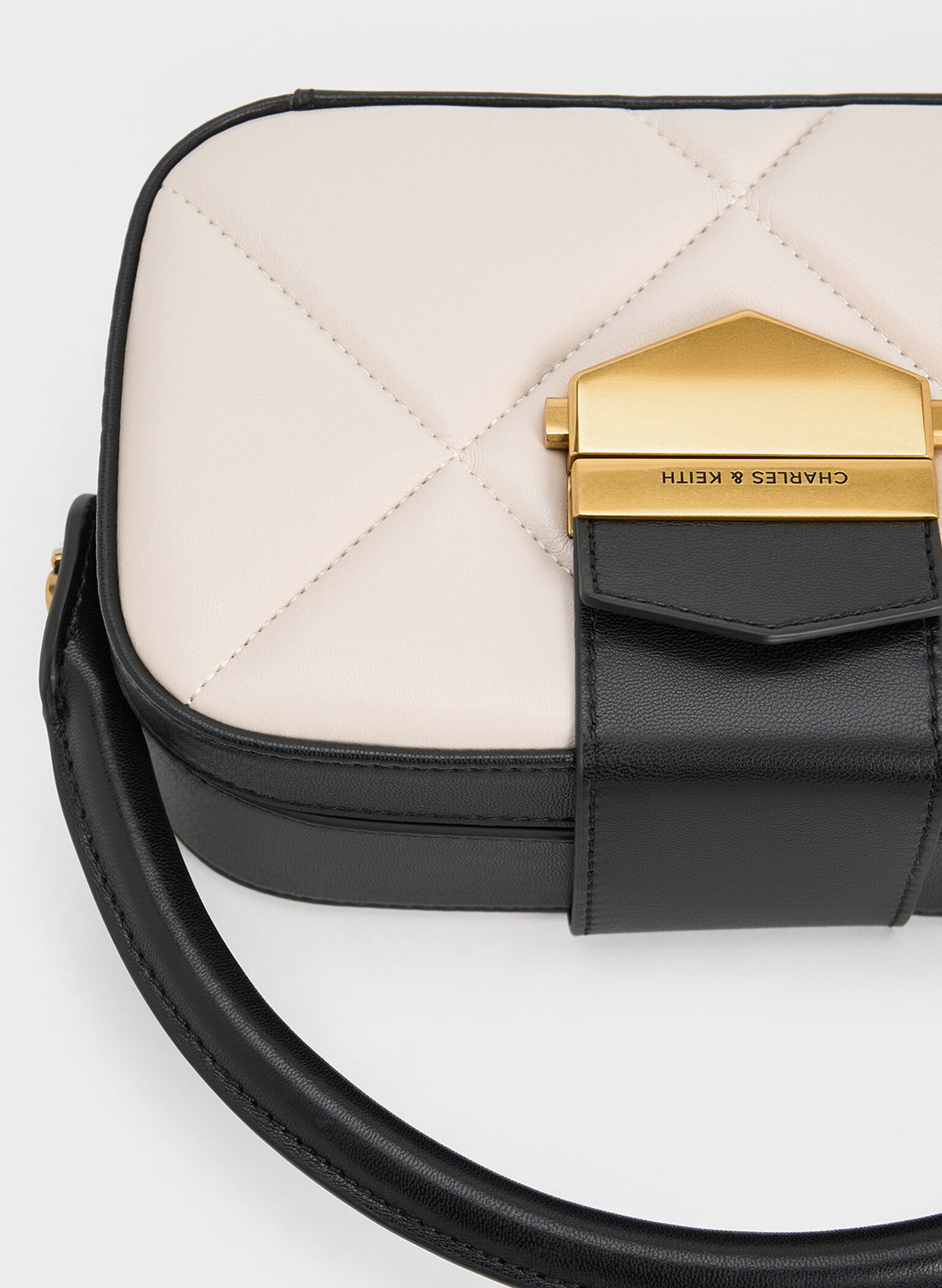 Multicoloured Vertigo Quilted Two Tone Boxy Top Handle Bag Charles