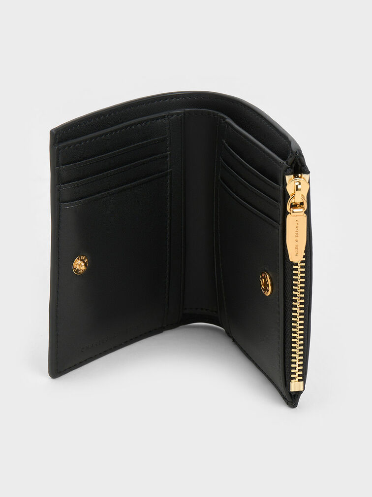 Black Apolline Textured Top Zip Wallet Charles And Keith My