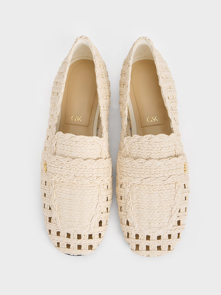 White Raffia Woven Loafers - CHARLES & KEITH US