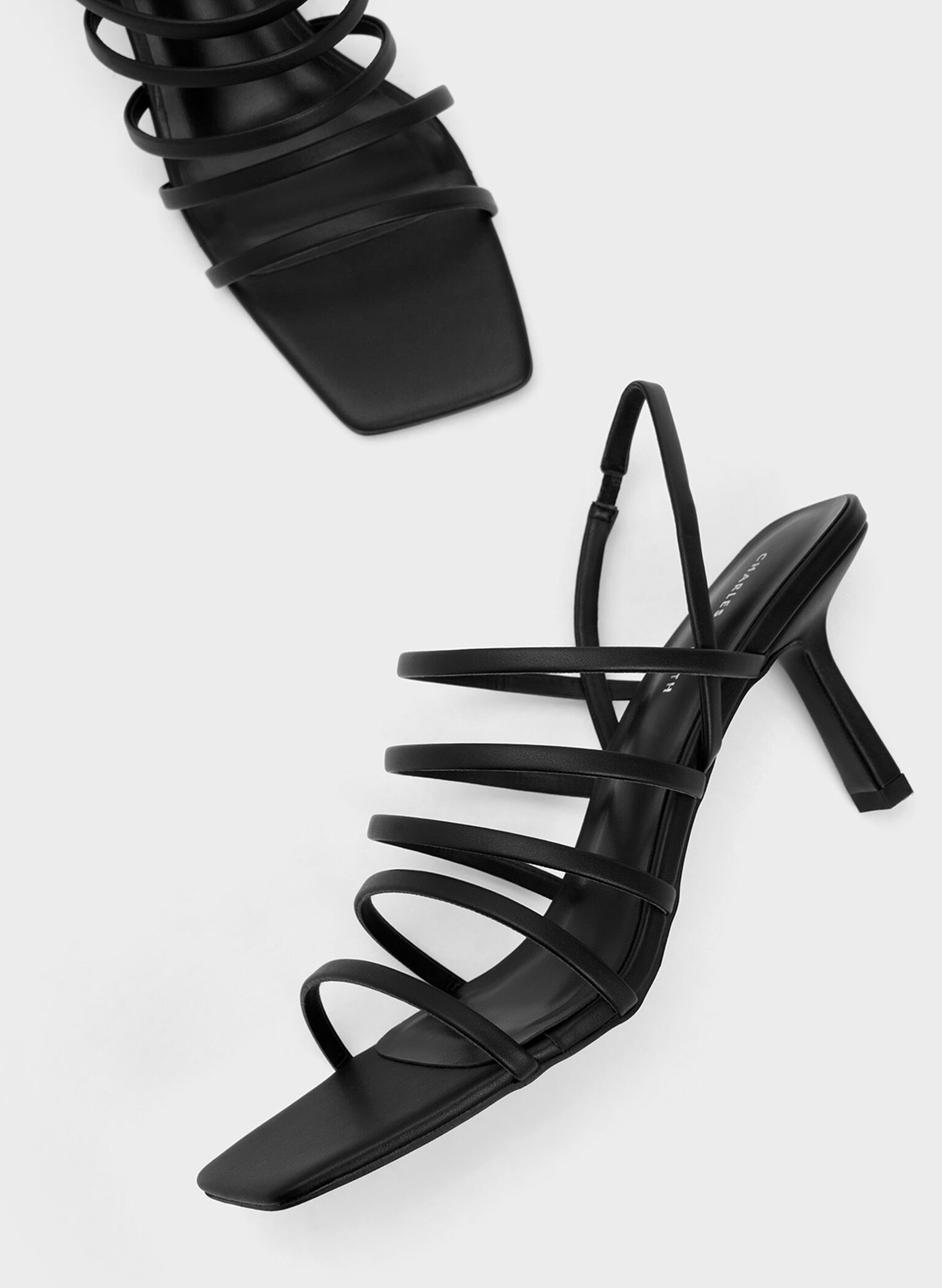 Black Strappy Blade Heel Sandals Charles And Keith Om