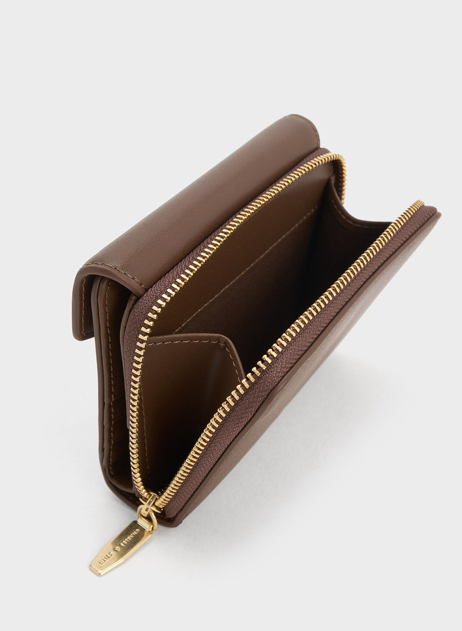 Dark Brown Austen Metallic-Accent Wallet - CHARLES & KEITH MX