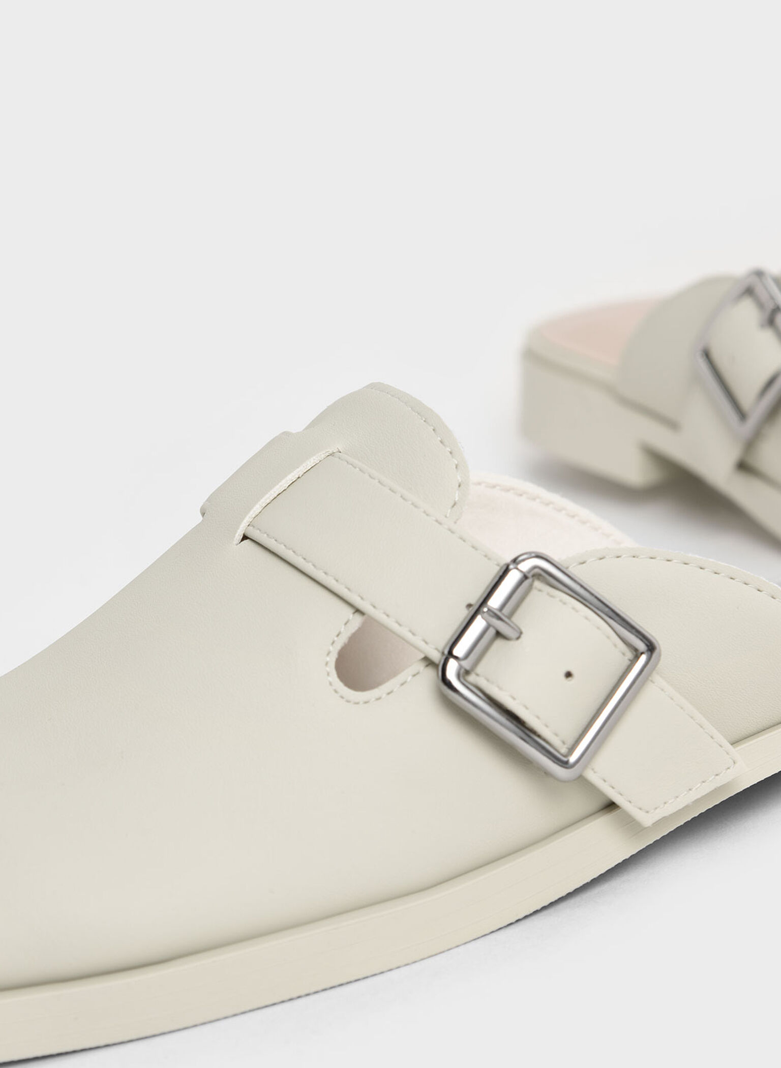Chalk Buckled Round Toe Loafer Mules Charles And Keith Ph