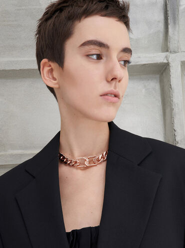 Rose Gold Gabine Chain-Link Choker Necklace - CHARLES & KEITH MX