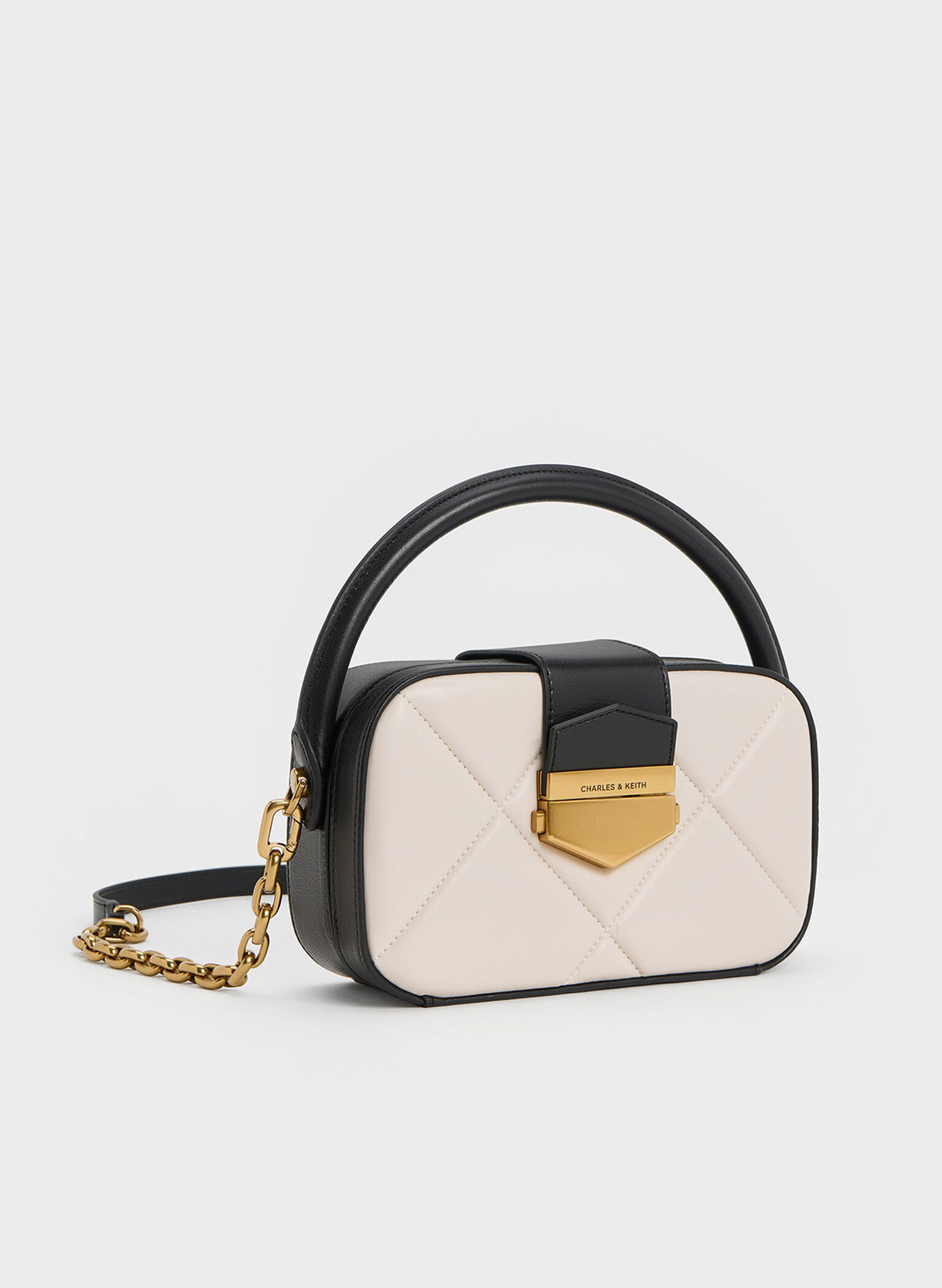 Multicoloured Vertigo Quilted Two Tone Boxy Top Handle Bag Charles
