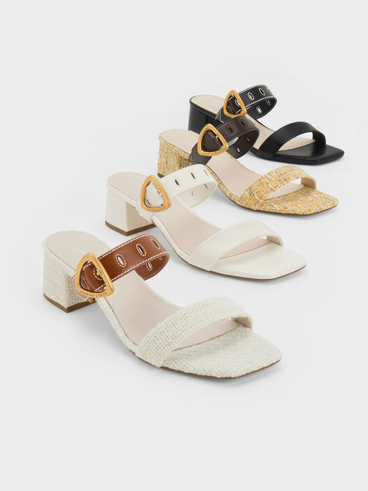 Multicoloured Sepphe Tweed Metallic Buckle Heeled Mules Charles