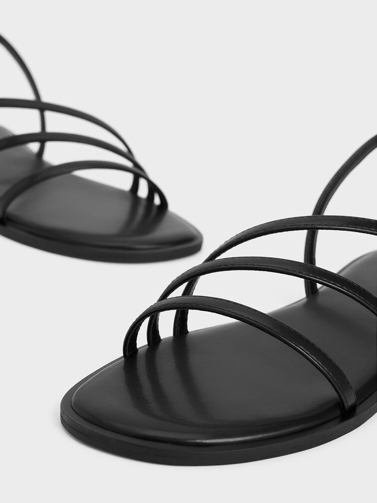 Black Asymmetric Triple Strap Sandals Charles And Keith Mx