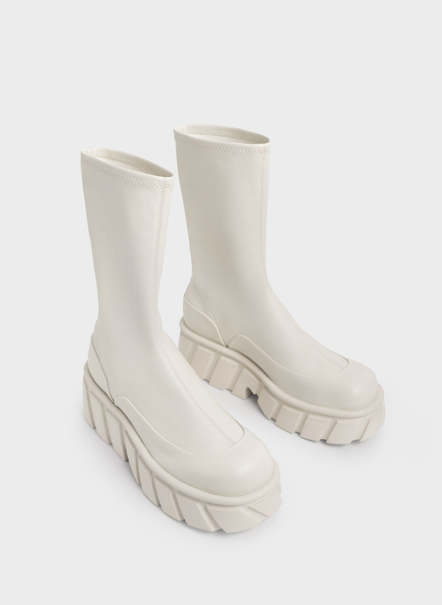 Cream Aberdeen Platform Boots - CHARLES & KEITH CA