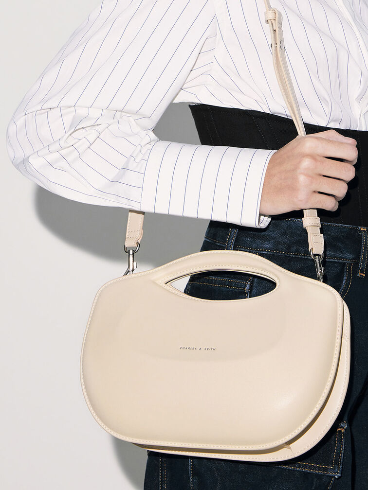 Beige Cocoon Curved Handle Bag - CHARLES & KEITH International