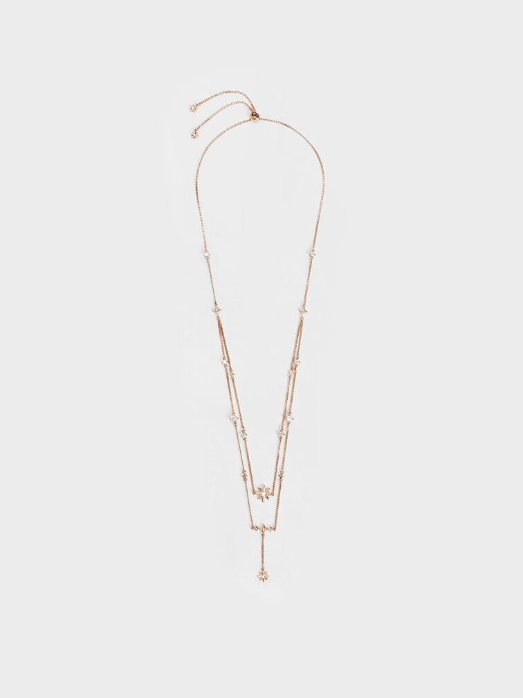 Rose Gold Star Motif Crystal-Embellished Double Necklace - CHARLES ...