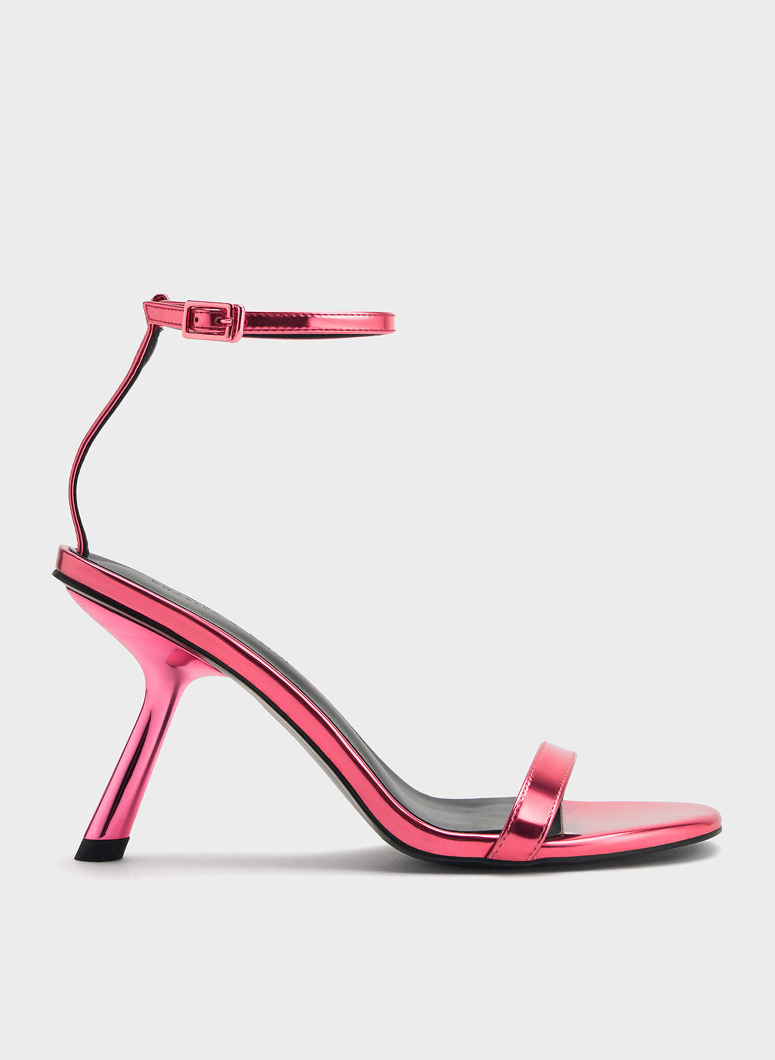 Fuchsia Metallic Slant Heel Ankle Strap Sandals Charles And Keith Om