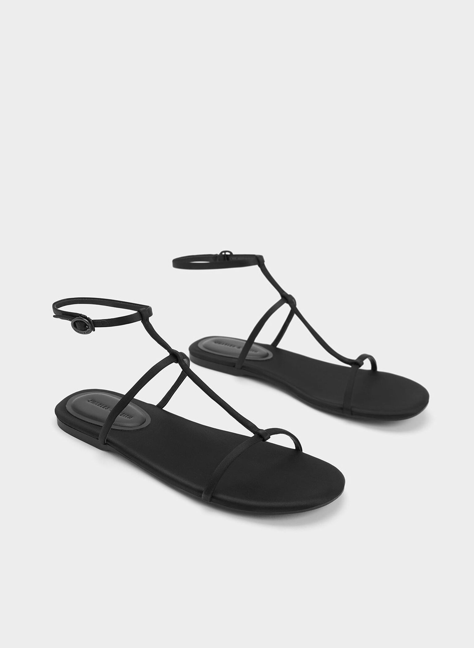 Black Recycled Polyester Gladiator Sandals Charles And Keith Co