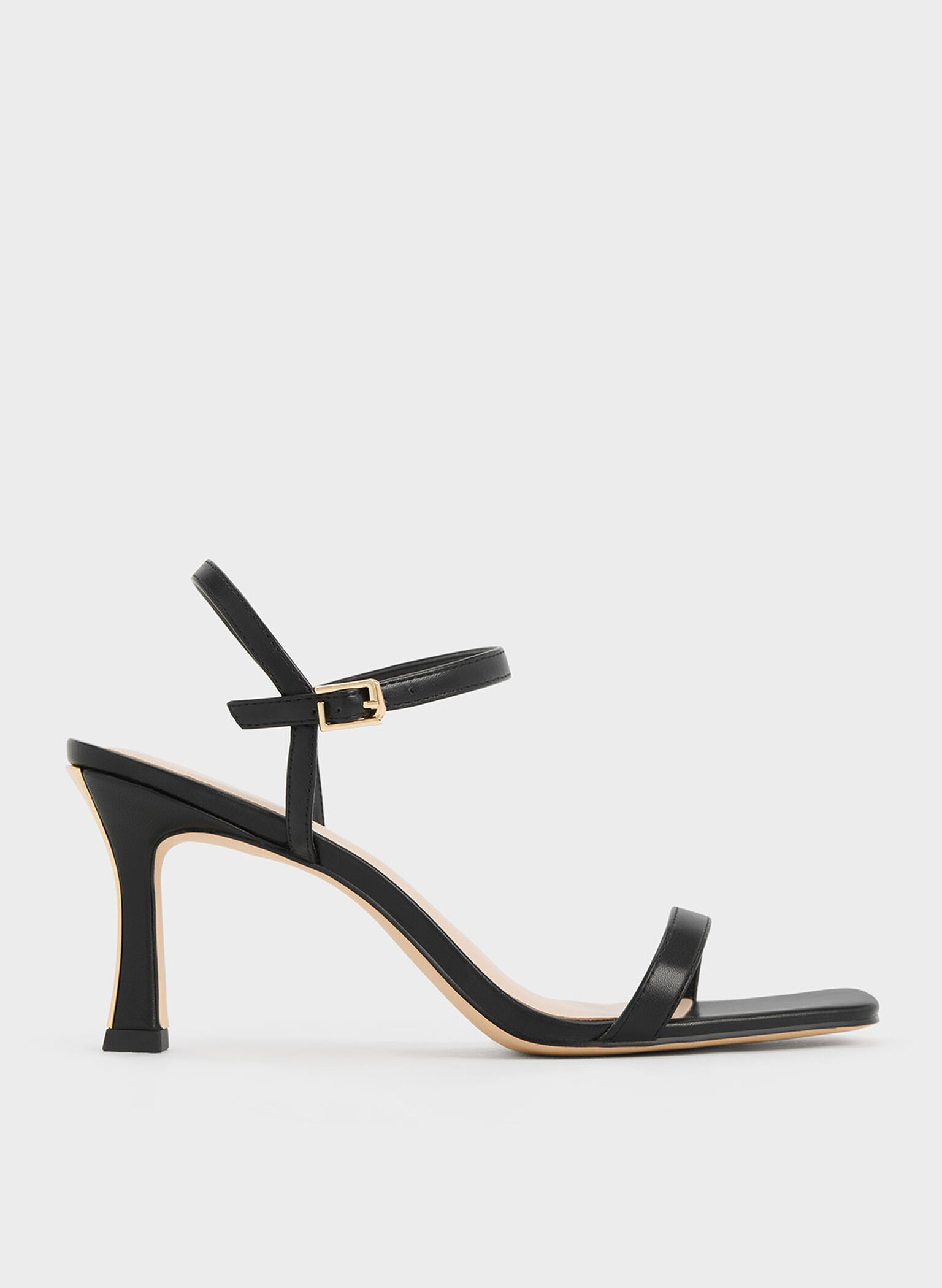 Black Square Toe Heeled Sandals Charles And Keith Tw