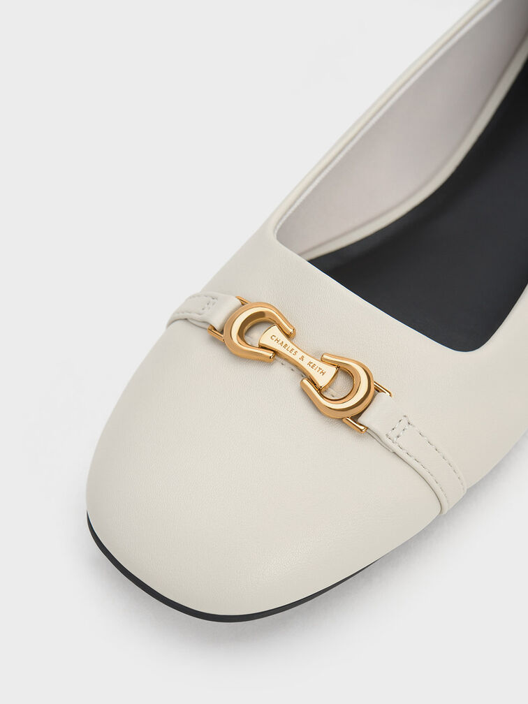 Chalk Metallic Accent Ballerinas Charles And Keith Au