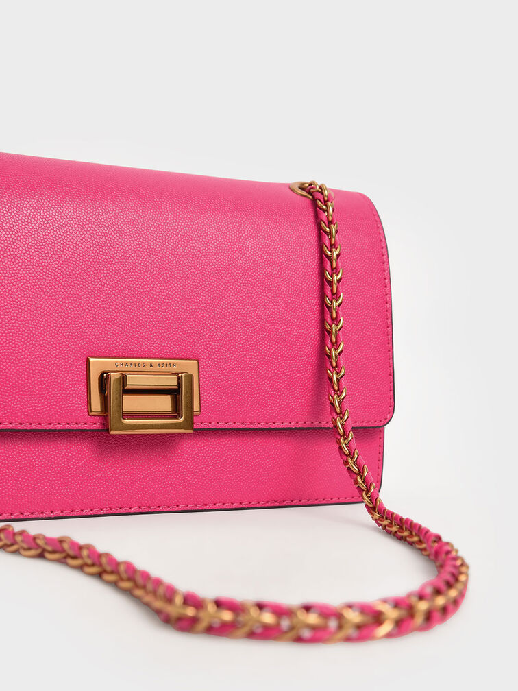 Fuchsia Chain Strap Evening Bag - CHARLES & KEITH TR