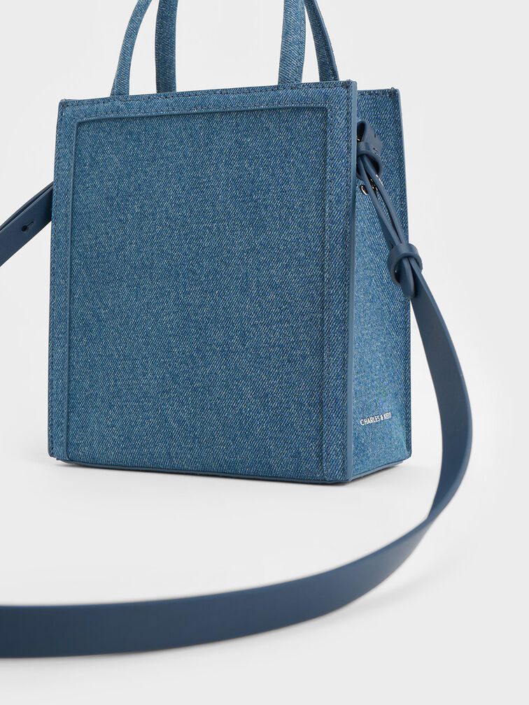 Blue Denim Double Handle Tote Bag - CHARLES & KEITH QA