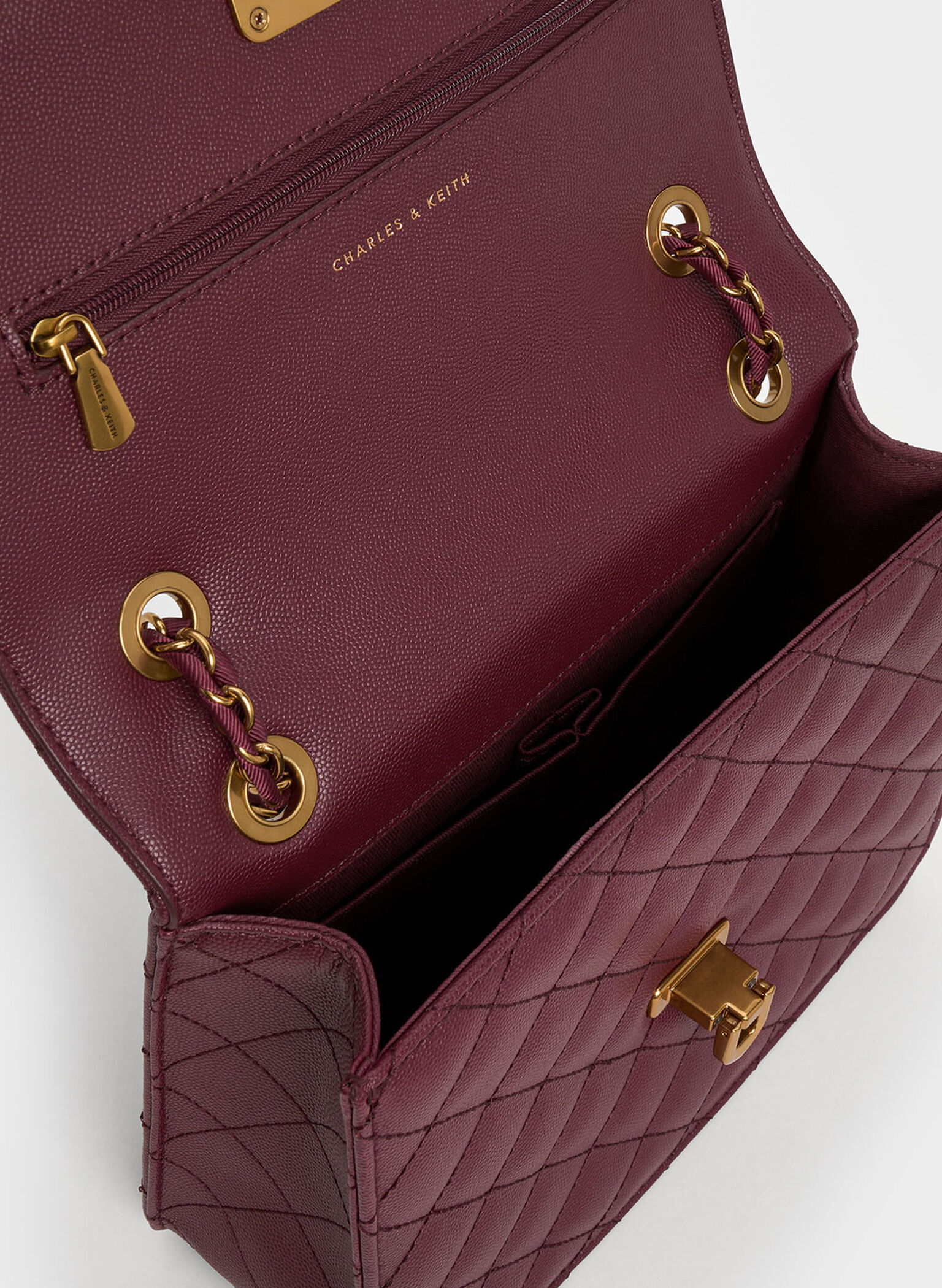 Burgundy Cressida Chain Strap Bag - CHARLES & KEITH TW