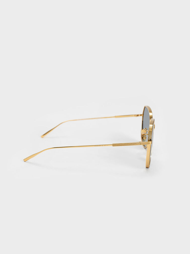 Black Tinted Geometric Sunglasses Charles And Keith Za
