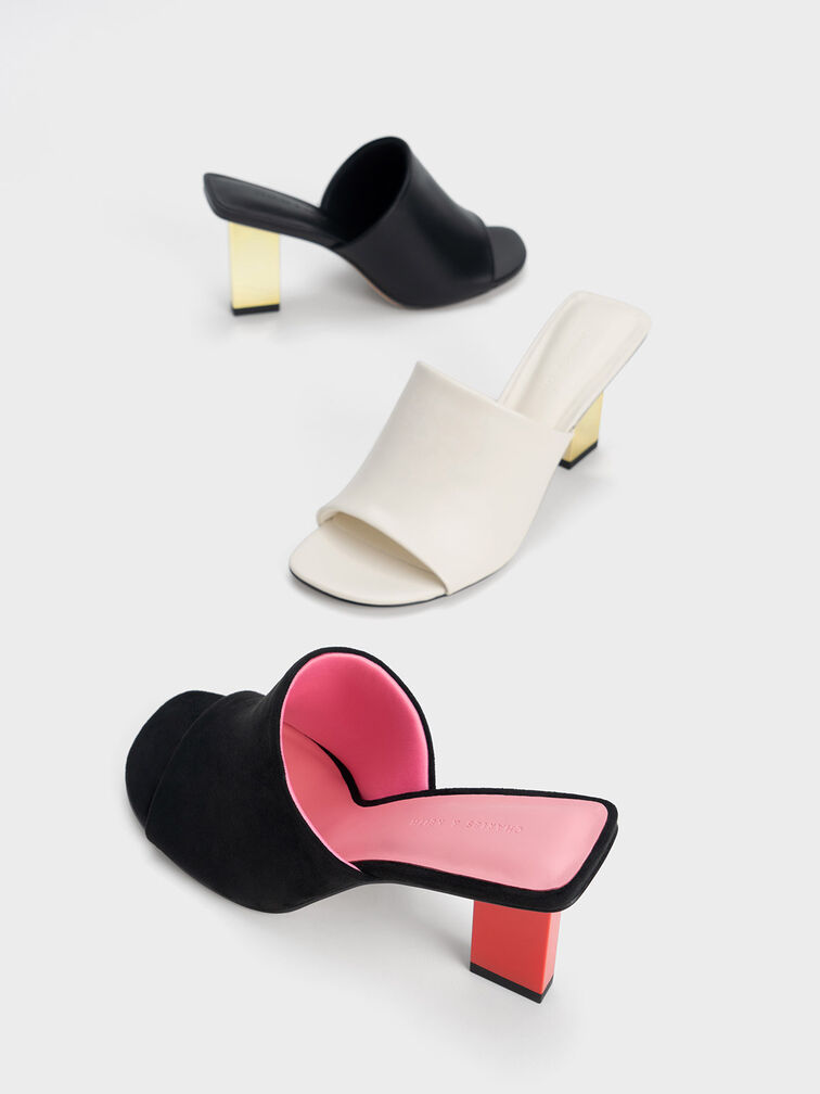Black Metallic Blade Heel Mules Charles And Keith Us