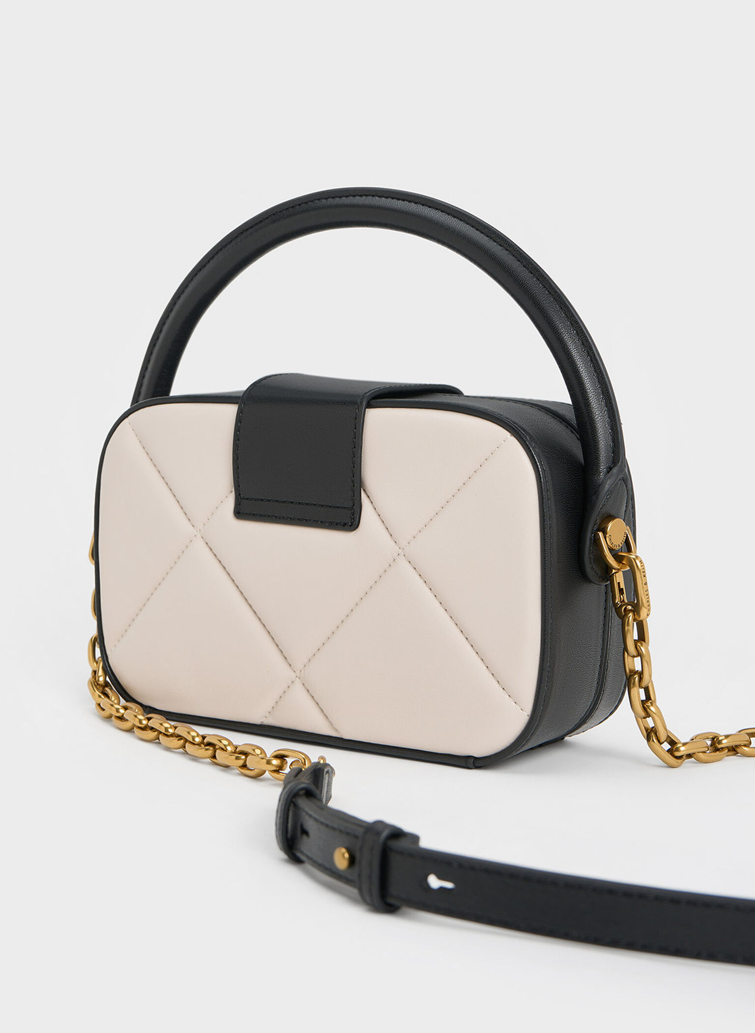 Multicoloured Vertigo Quilted Two Tone Boxy Top Handle Bag Charles