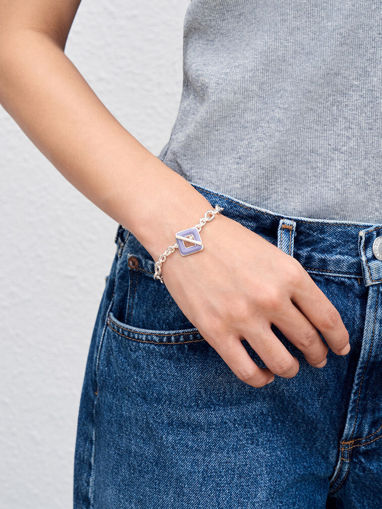 Lilac Ellowyn Square Chain-Link Bracelet - CHARLES & KEITH US