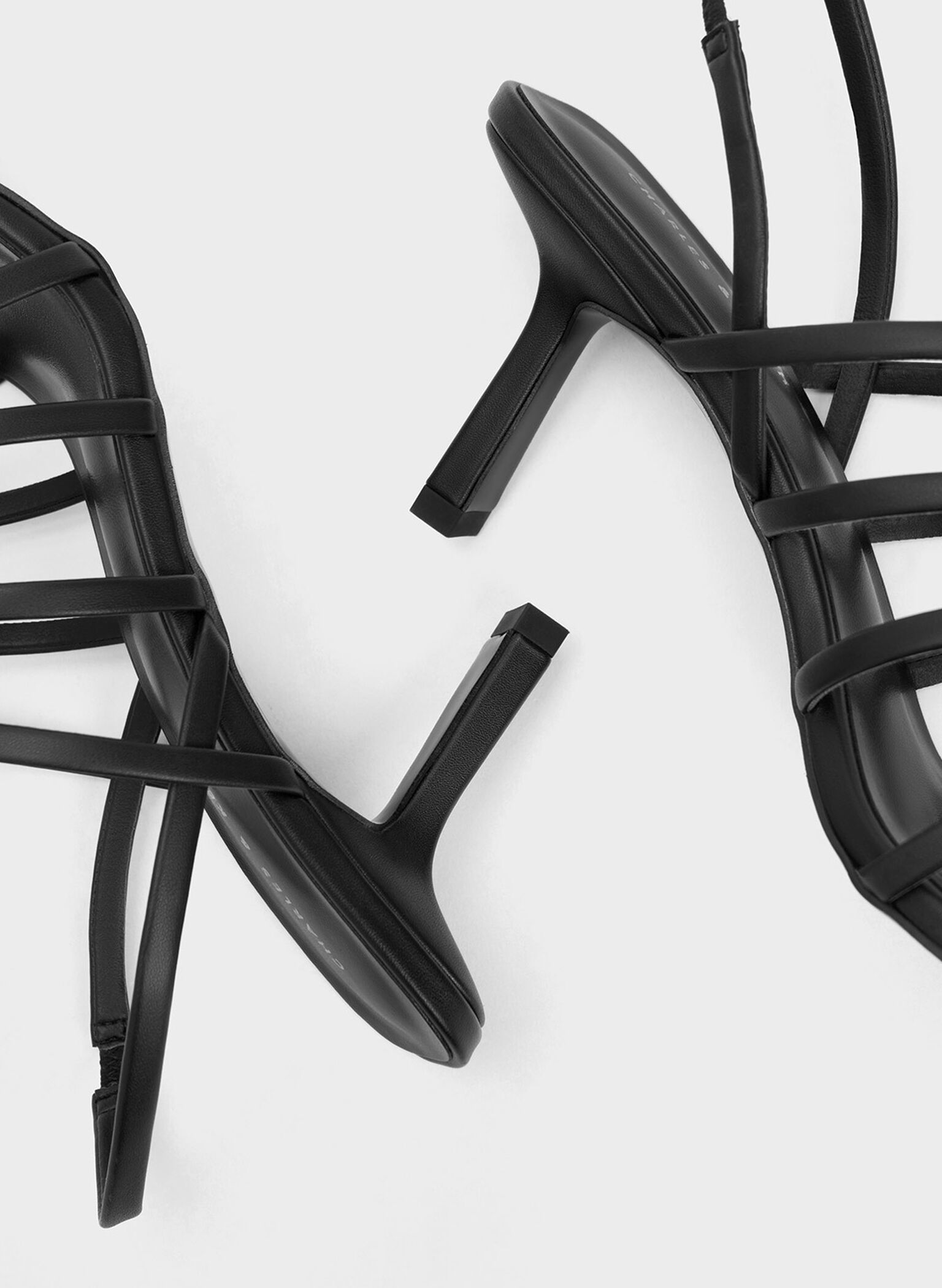 Black Strappy Blade Heel Sandals Charles And Keith Om