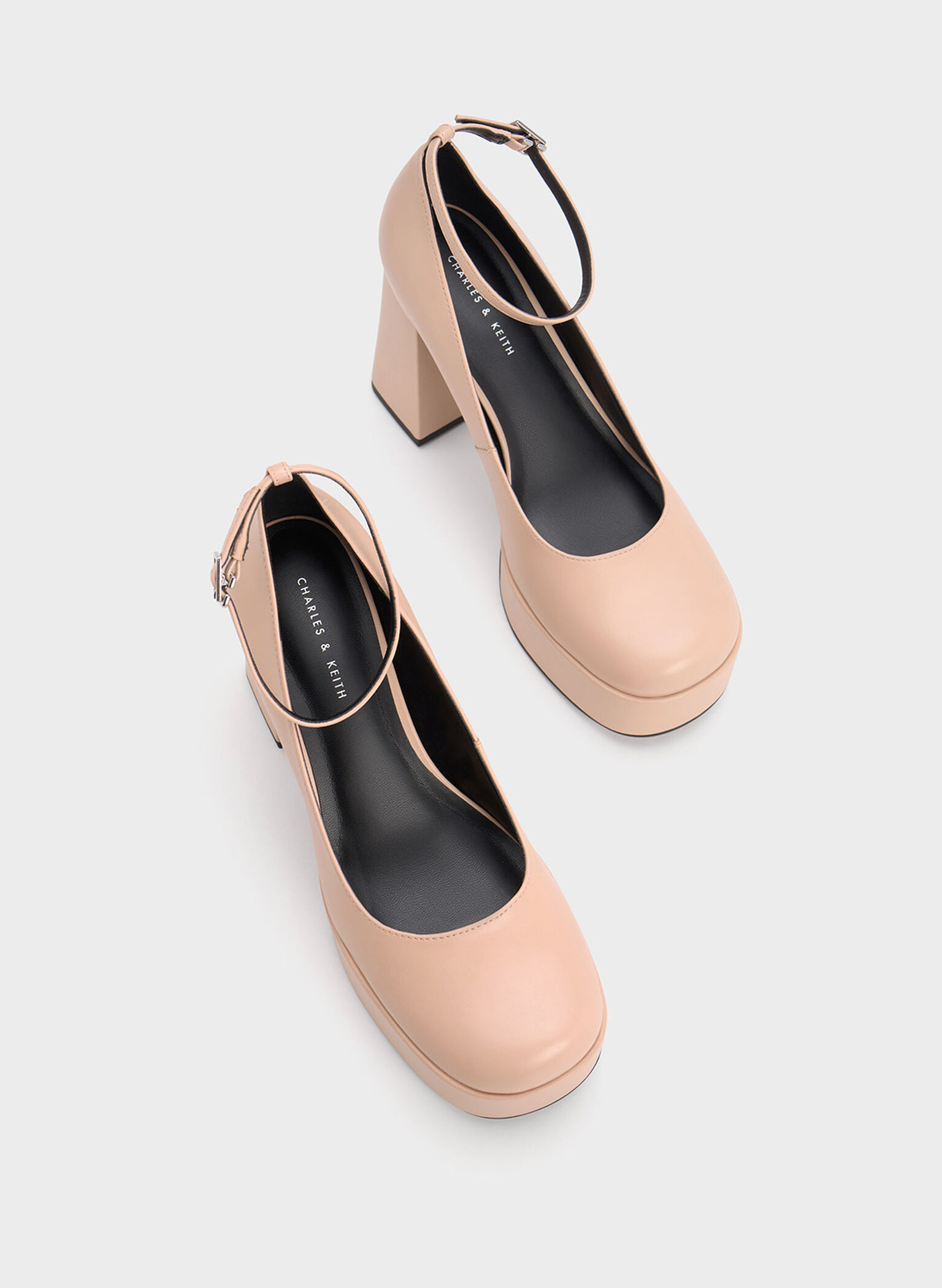 Nude Ankle Strap Platform Pumps Charles And Keith Br