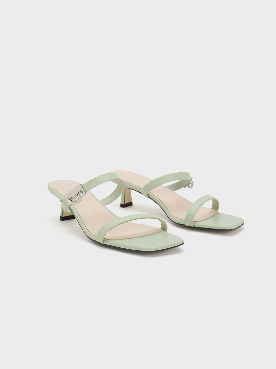 Sggrn Metallic Accent Double Strap Mules Charles And Keith My