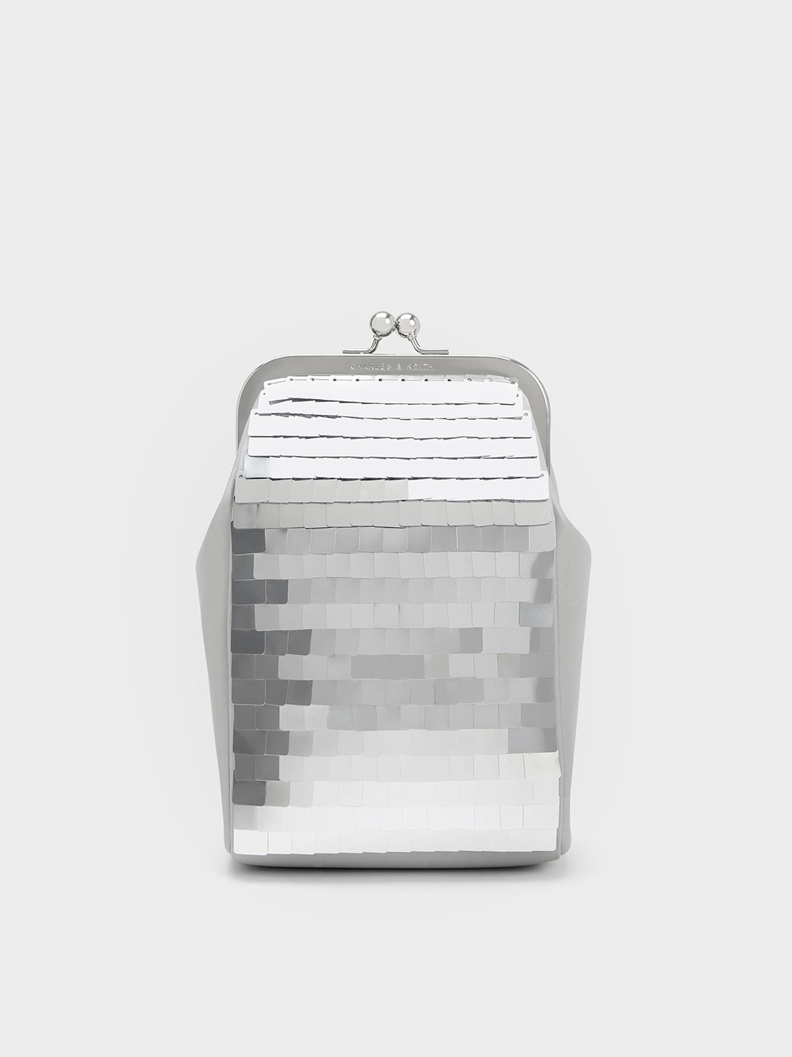 Silver Disc-Embellished Chain Handle Pouch - CHARLES & KEITH MX