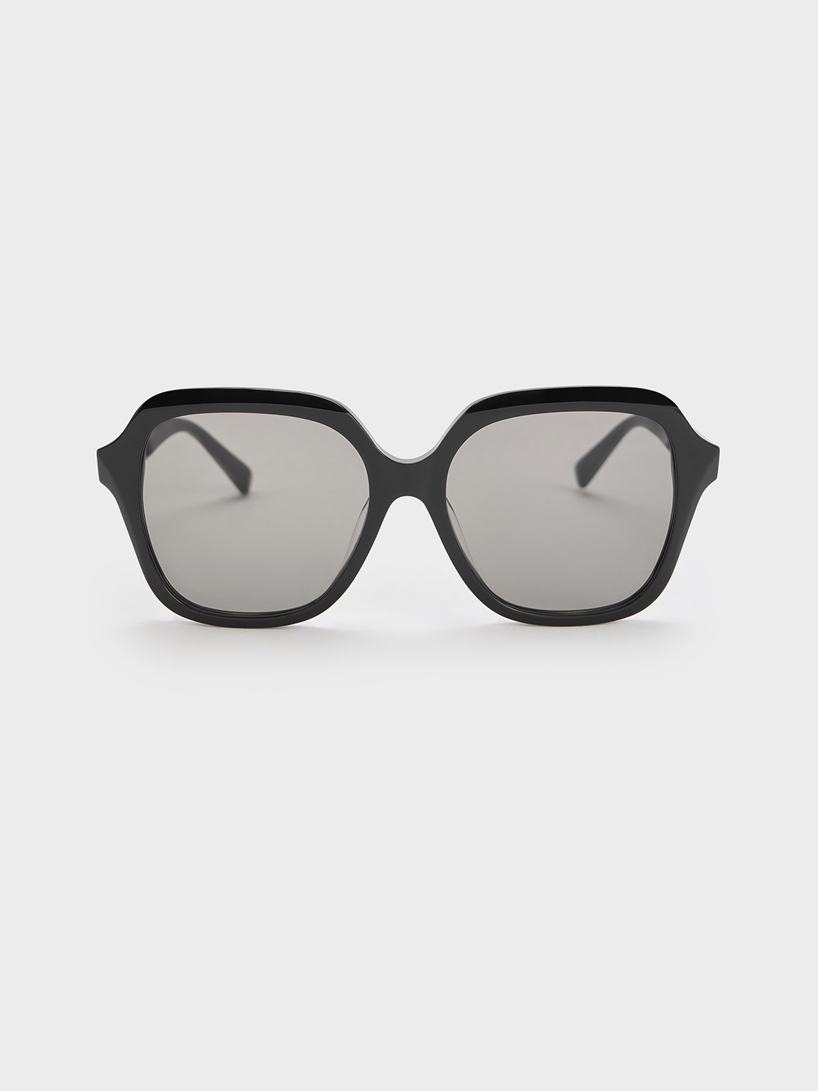 Black Recycled Acetate Wide-Square Sunglasses - CHARLES & KEITH BD