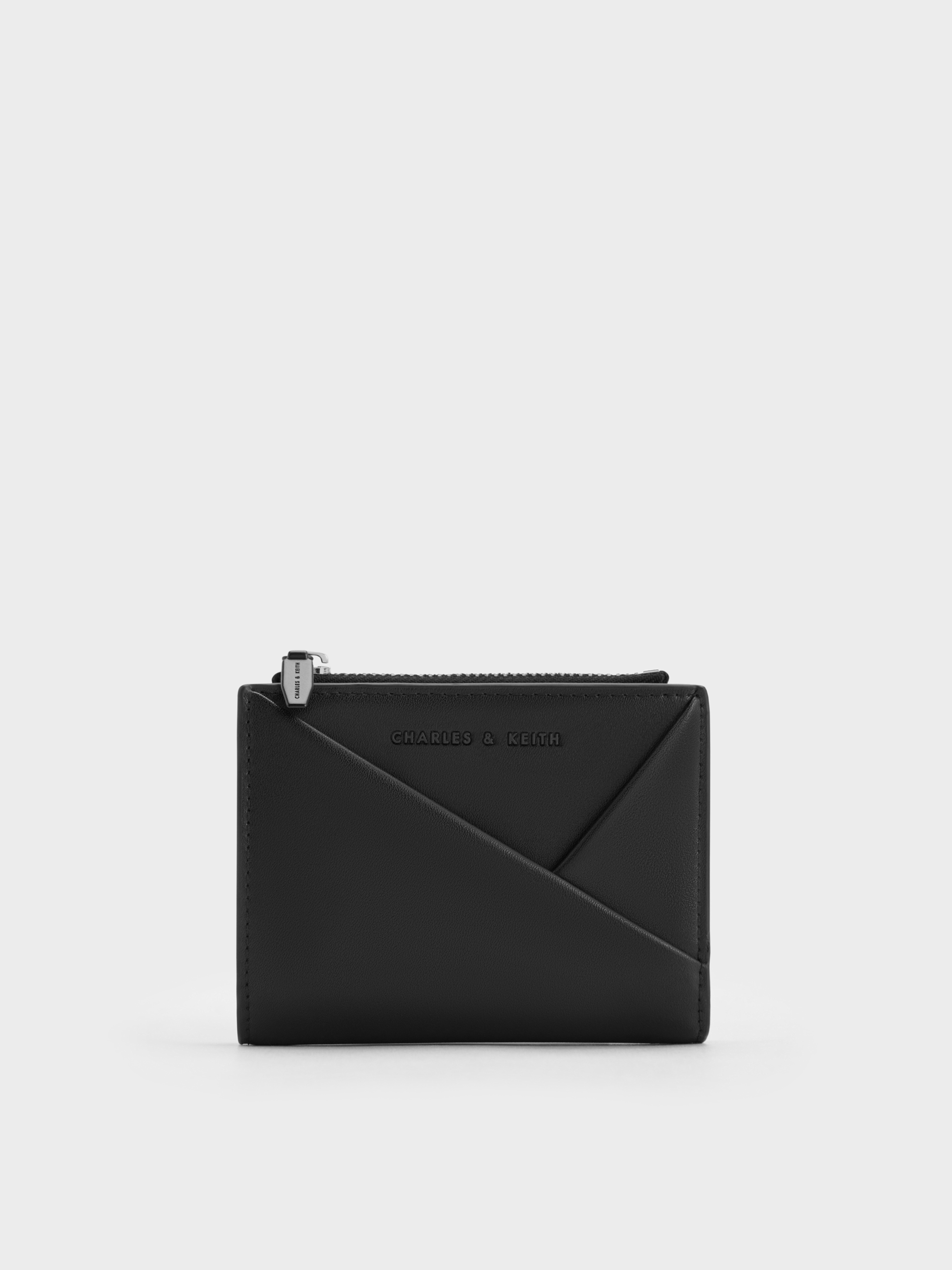 Noir Midori Geometric Top-Zip Wallet - CHARLES & KEITH MY