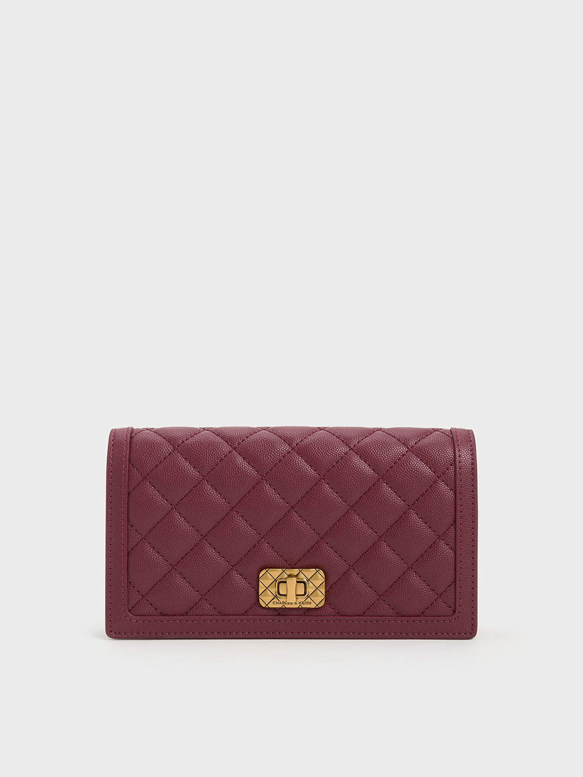 Burgundy Micaela Quilted Long Wallet - CHARLES & KEITH International