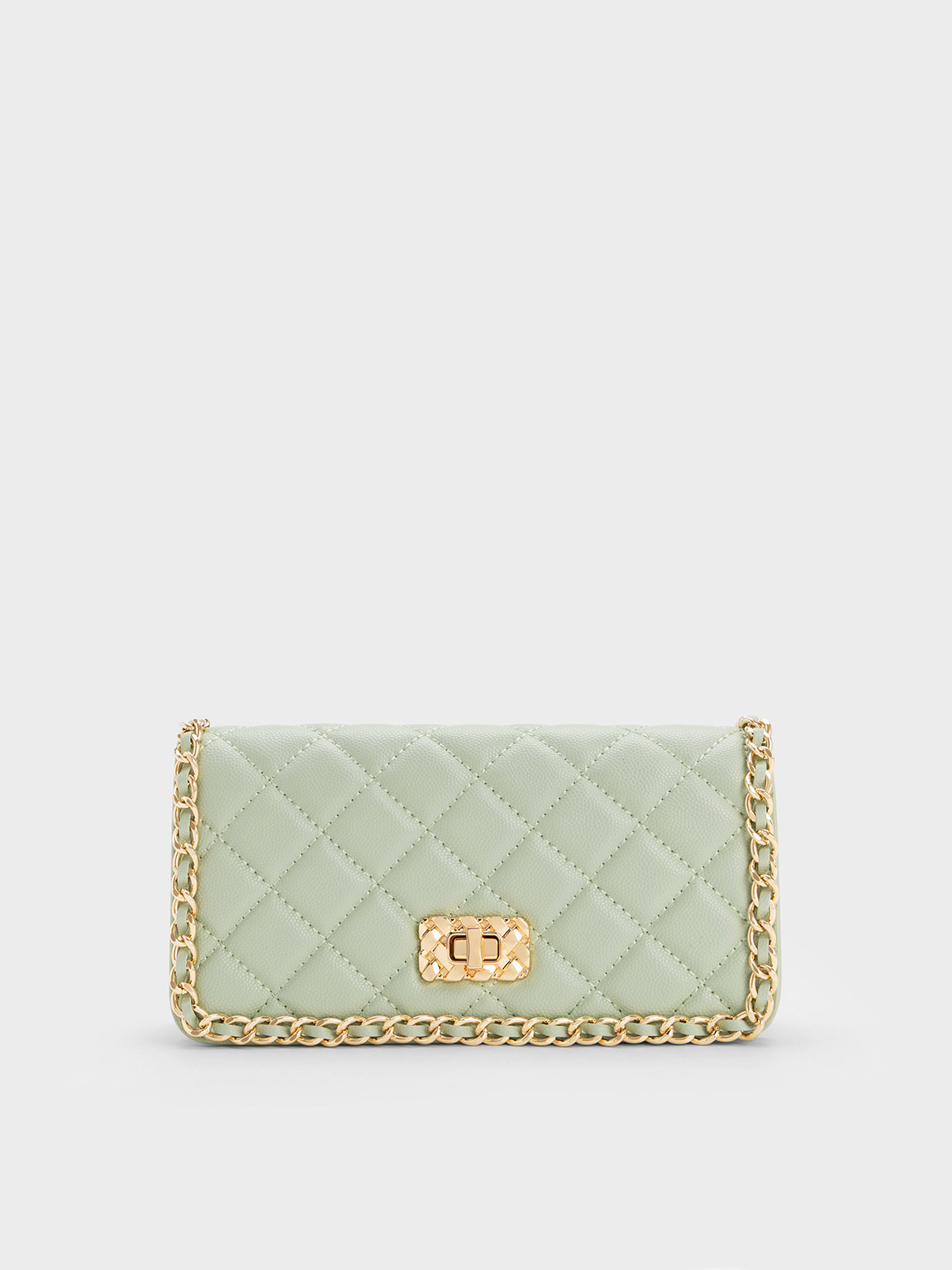 Green Micaela Quilted Long Wallet - CHARLES & KEITH CO