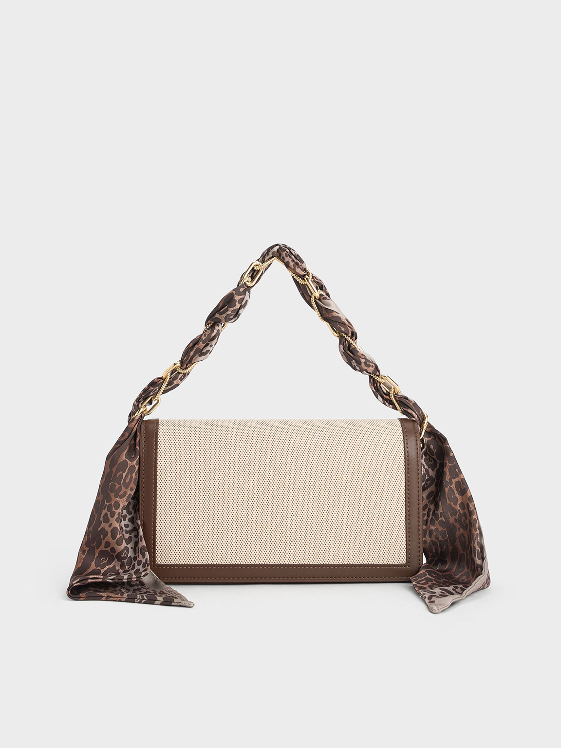 알코트 스카프 핸들 캔버스 클러치 - 베이지 | 세일 | 찰스앤키스 코리아