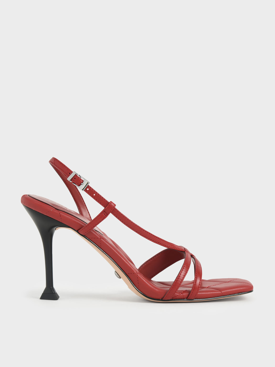 Brick Leather Sculptural Heel Sandals - CHARLES & KEITH International