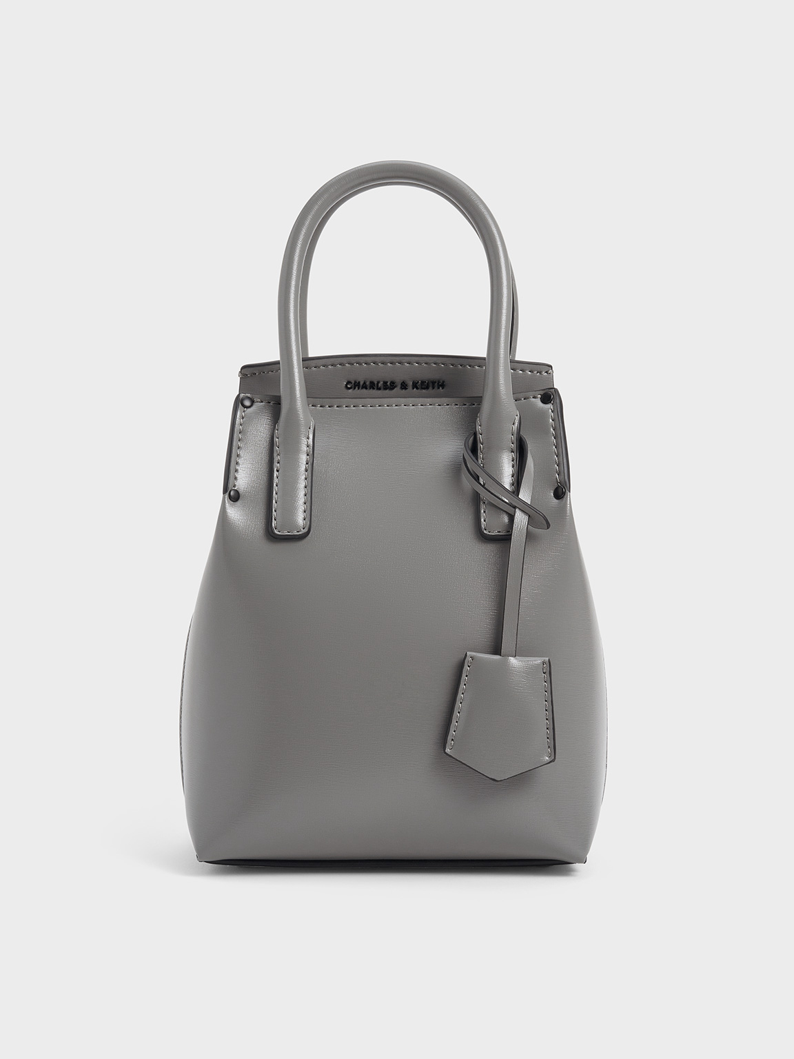 Grey Rene Elongated Top Handle Bag - CHARLES & KEITH International