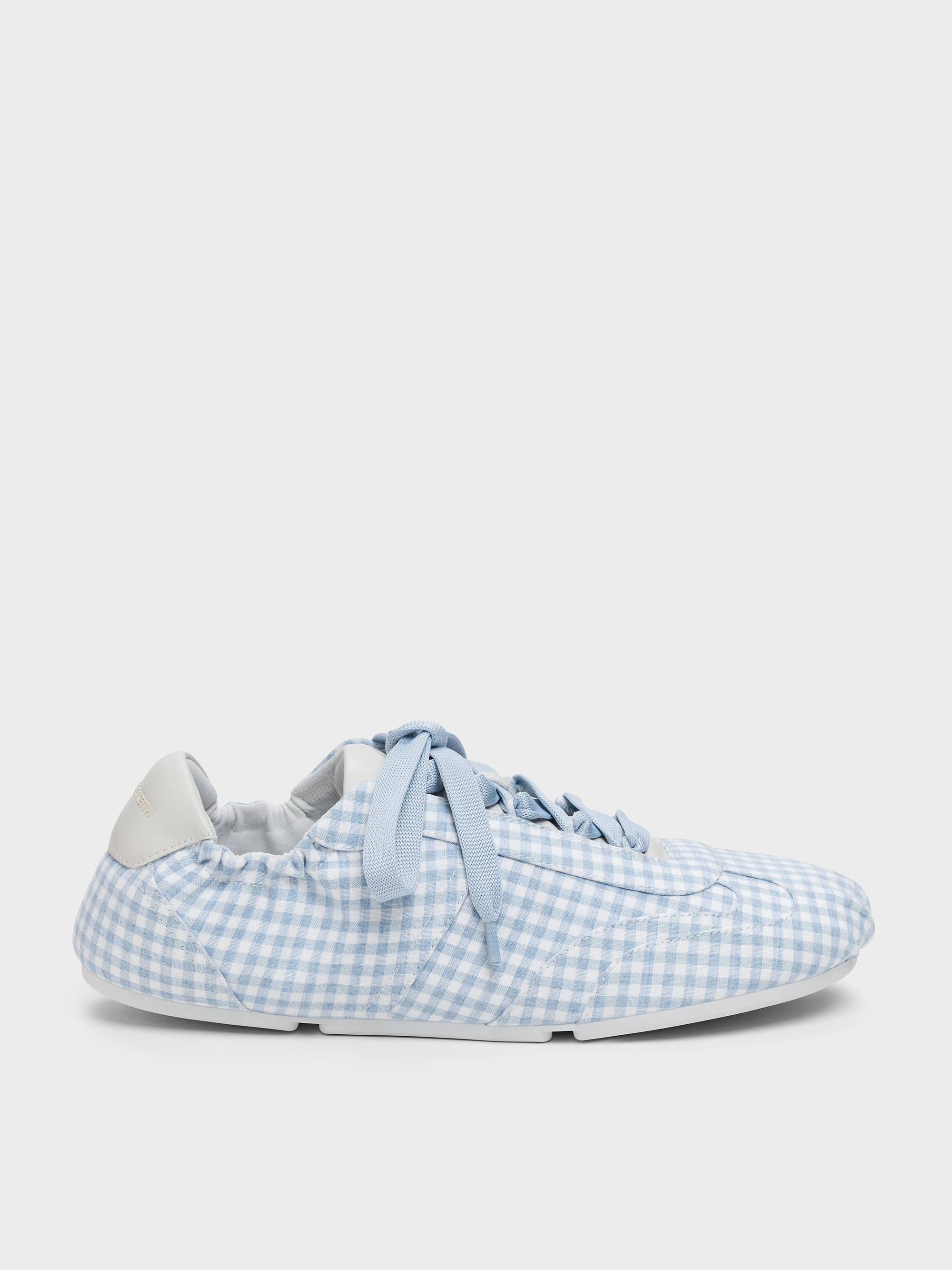 Light Blue Cece Gingham Ruched Sneakers - Light Blue - CHARLES & KEITH KR
