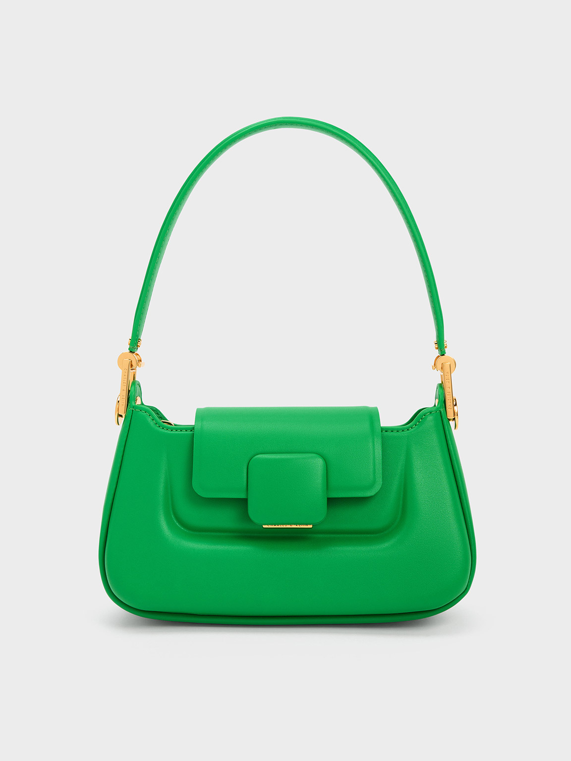 Green Koa Push-Lock Top Handle Bag - CHARLES & KEITH HK