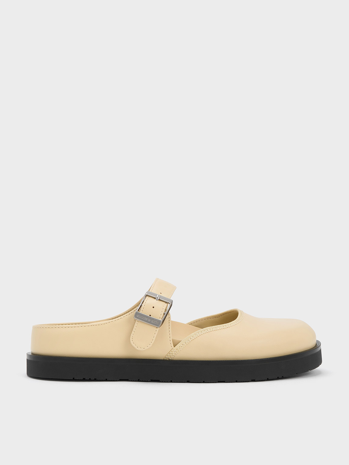 Yellow Buckled Flat Mules - CHARLES & KEITH MY