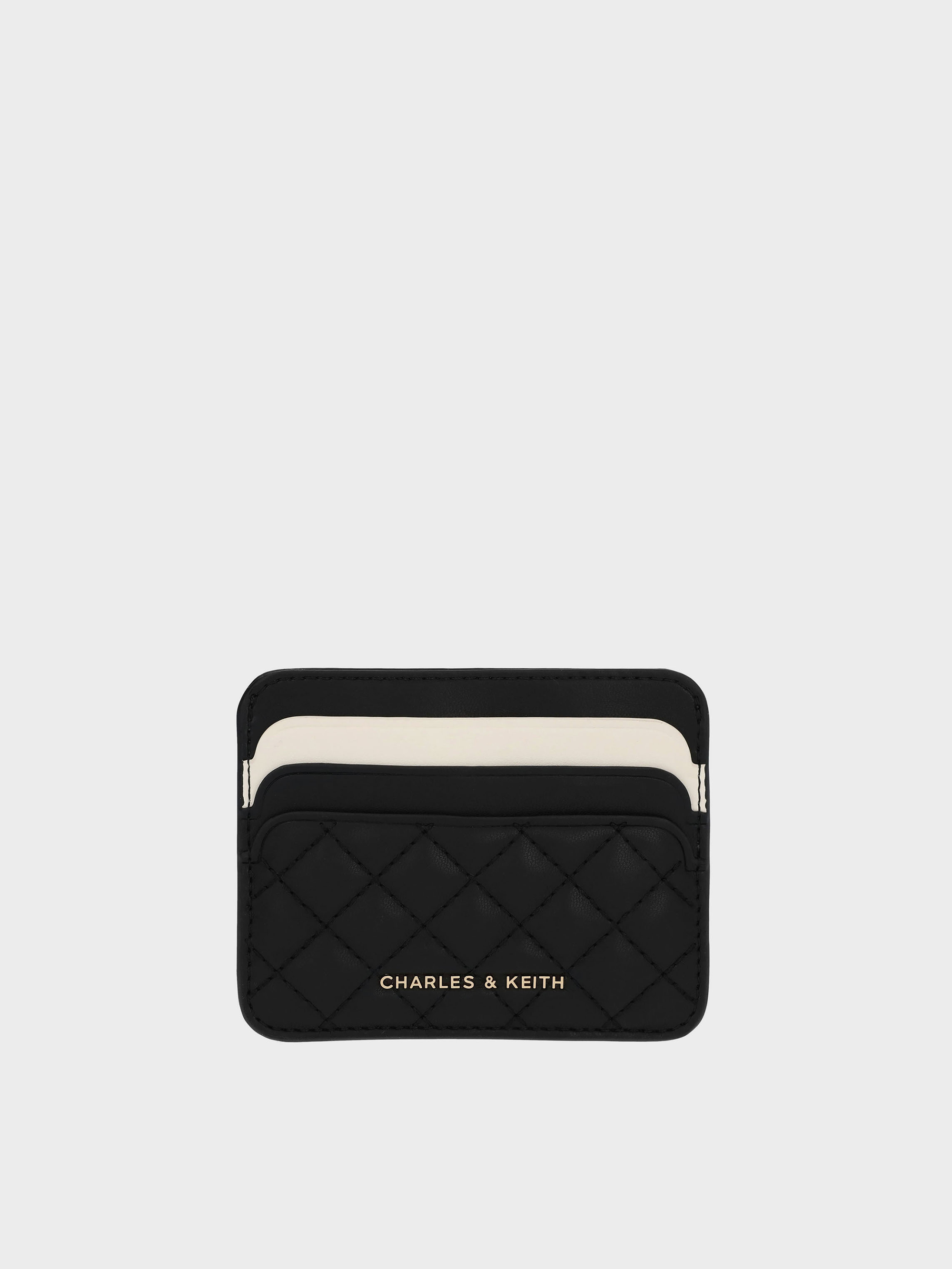 Midnight Black Cleo Two-Tone Quilted Card Holder - CHARLES & KEITH AU