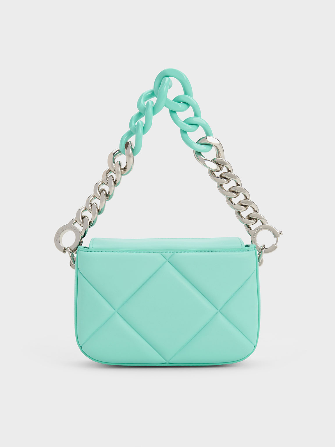 Mint Green Mini Danika Chunky Chain Padded Bag - CHARLES & KEITH CL