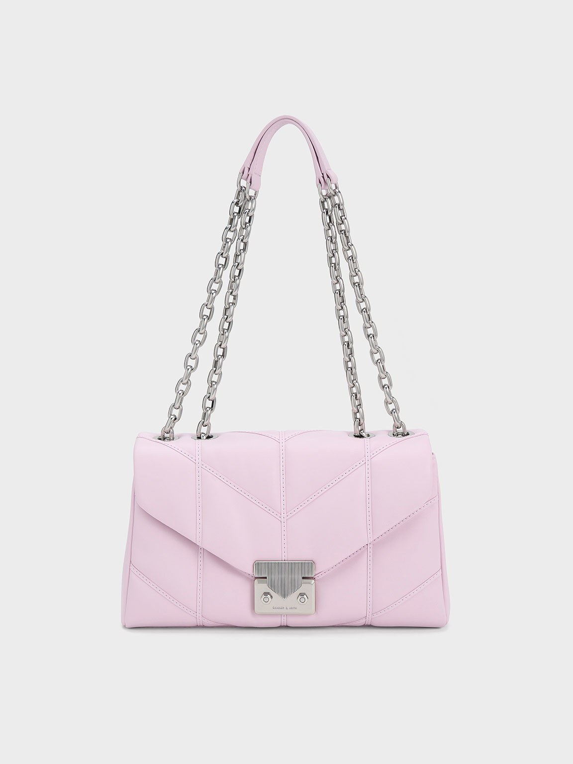 Bolso Trapecio Eudora Chevron - Lila - CHARLES & KEITH US